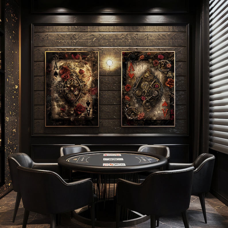 Steampunk Playing Card Wall Art Set 4 Piece Printable ACE Collection ...
