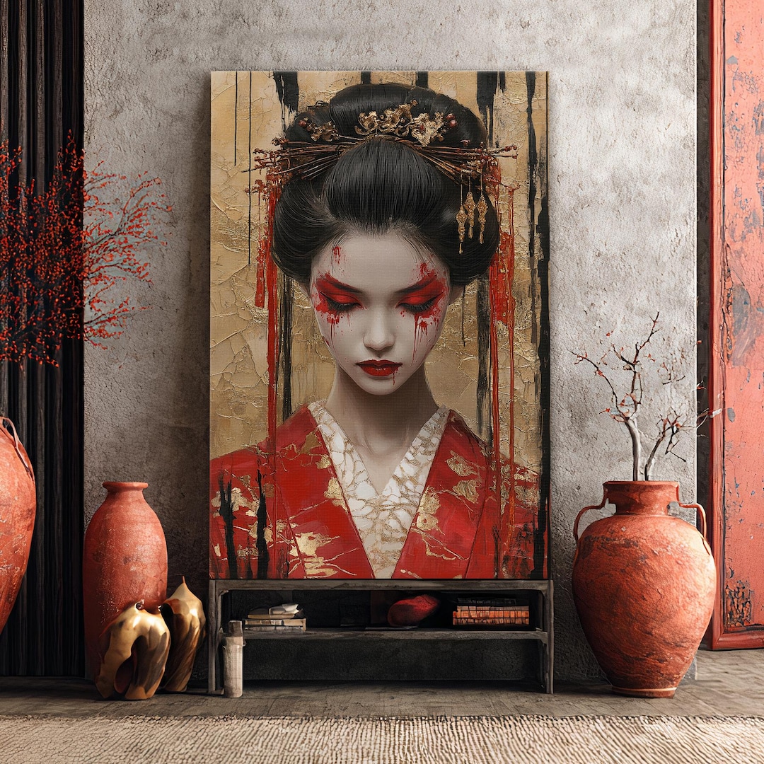 Japanese Geisha Canvas Print Wall Artwork, Asian Inspired Home and ...