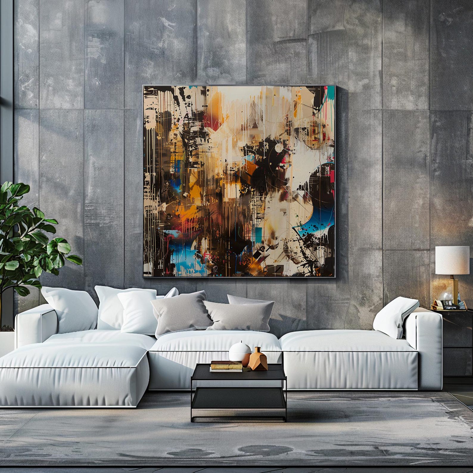 Abstract Urban Street Art - Vibrant and Neutral Colors Wall Art ...
