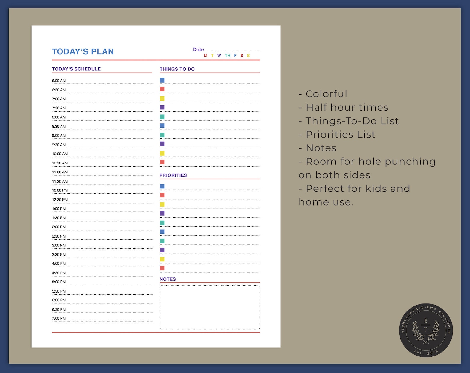 Daily Planner for Kids Daily Schedule and Routine Printable - Etsy