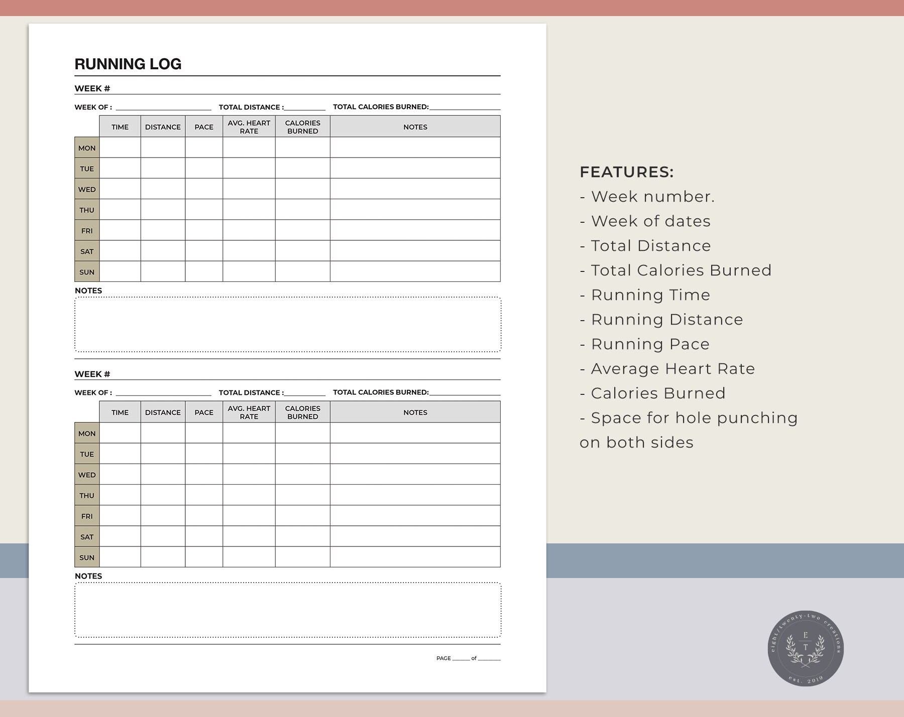 Printable Digital Download: Running Log and Tracker Stay on Track With ...