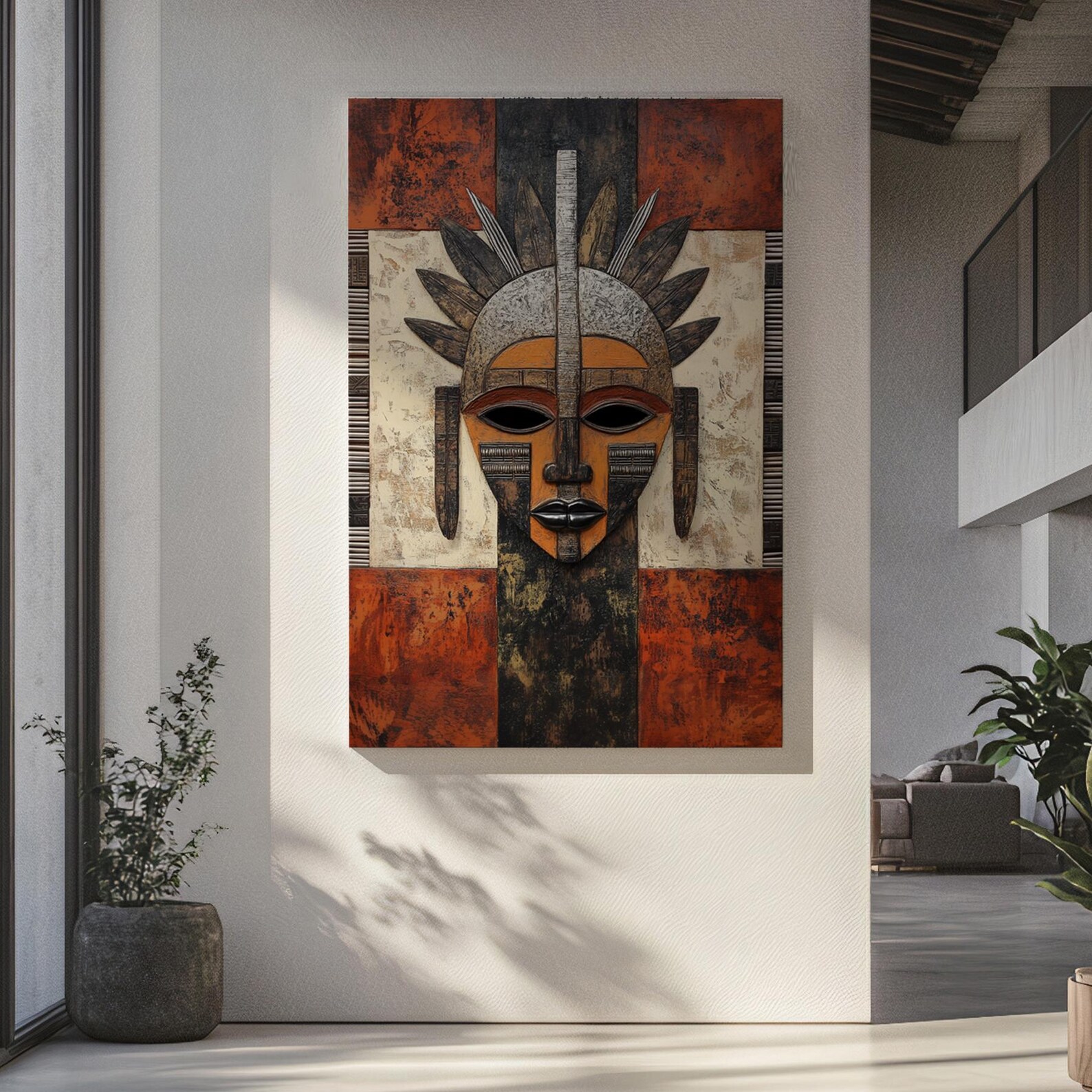 African Tribal Mask Canvas Giclee Print Wall Art, Abstract Painting ...