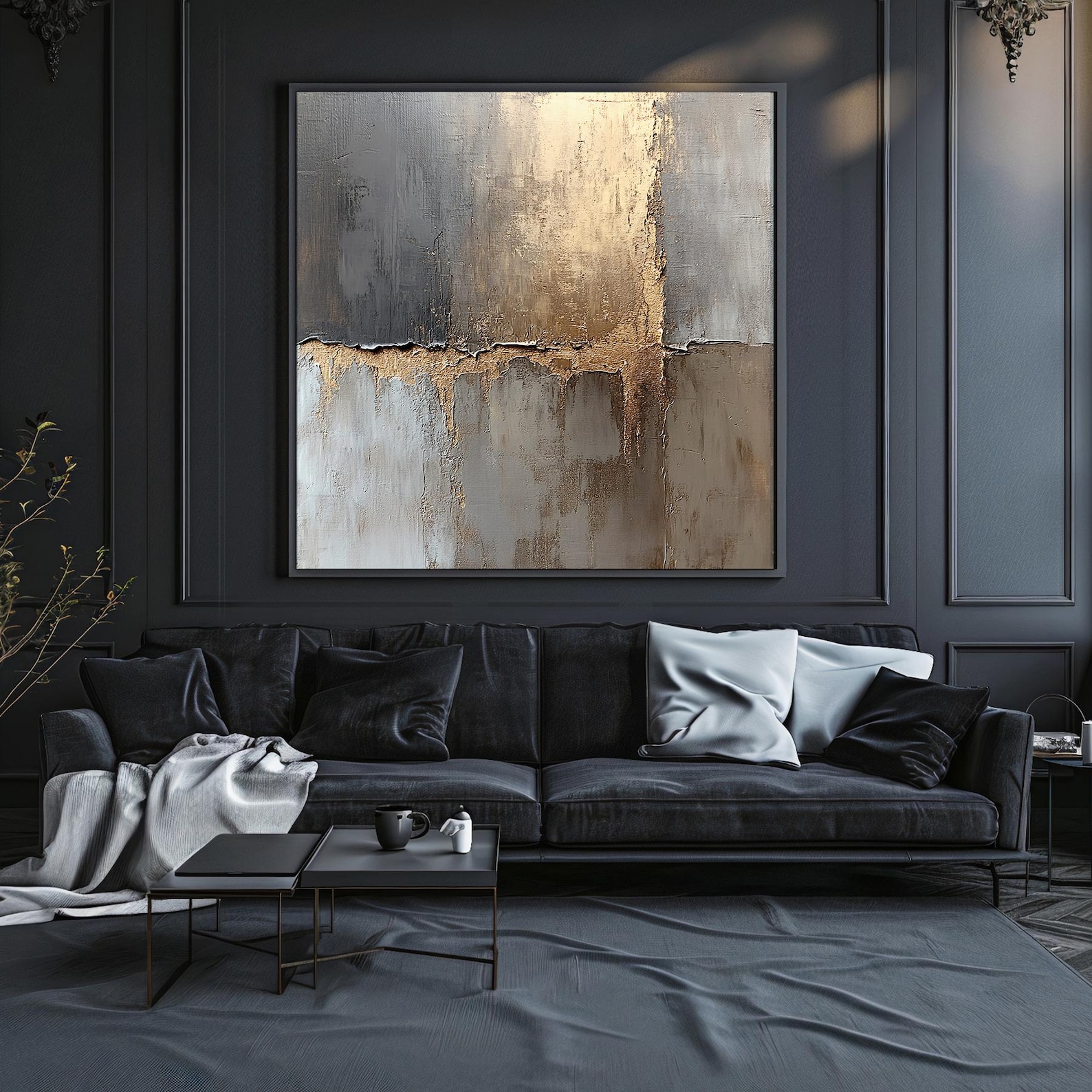 Modern Abstract Art - Neutral Tones With Gold Accents - Textured ...