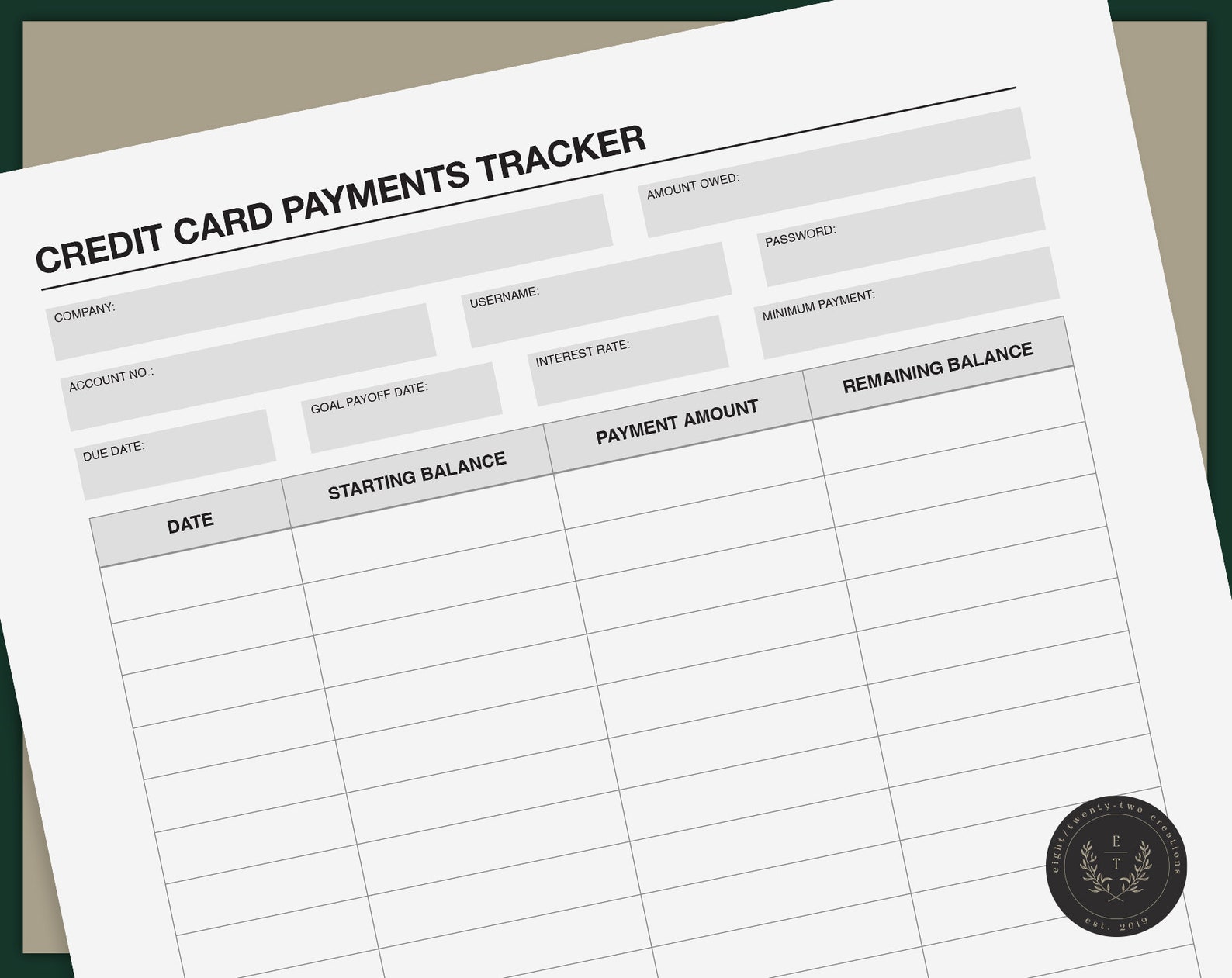 Credit Card Payments Tracker, Printable Debt Tracker, Debt Payoff Log ...