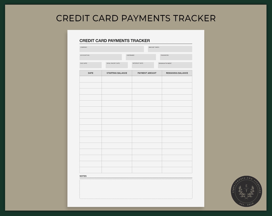 Credit Card Payments Tracker, Printable Debt Tracker, Debt Payoff Log ...