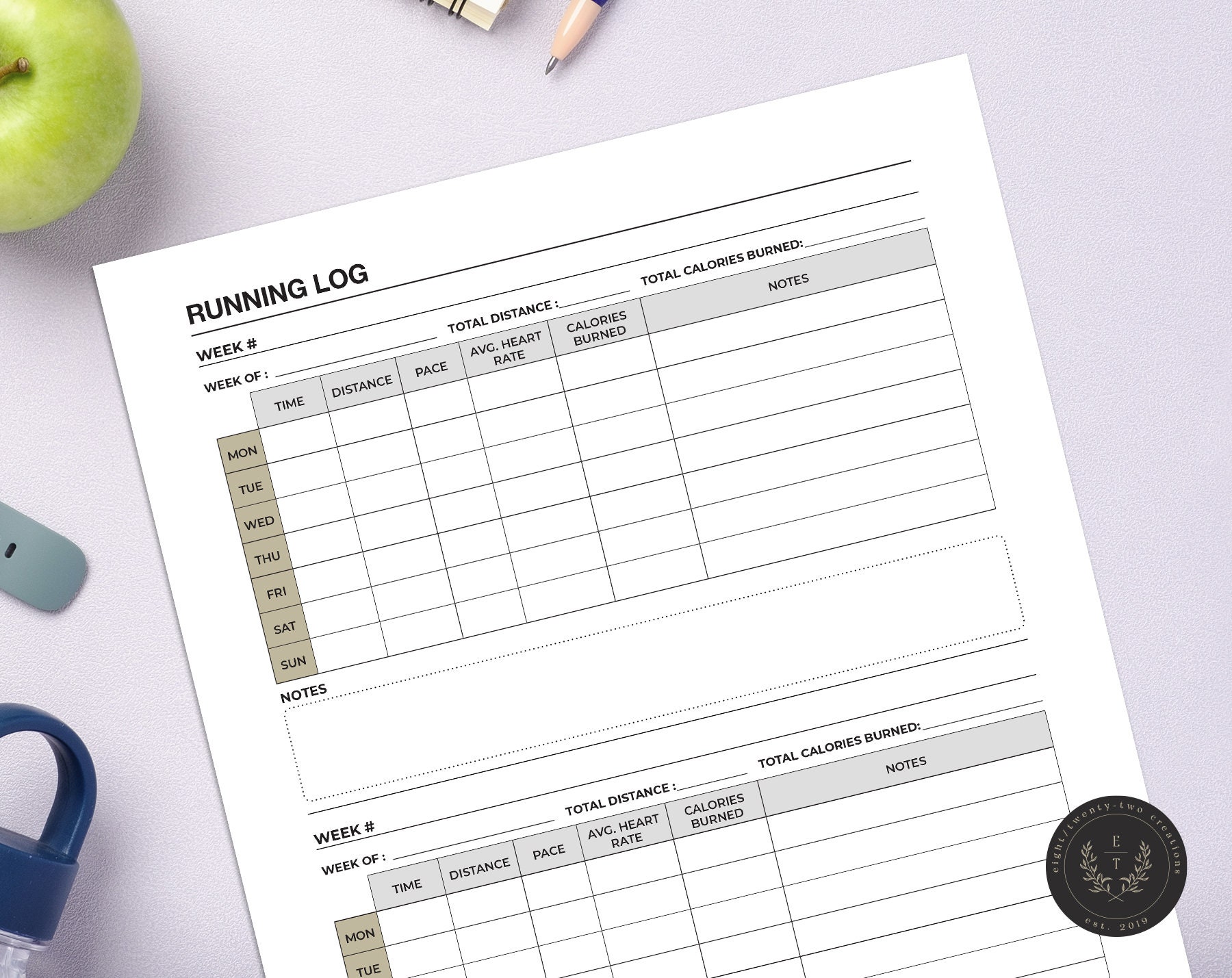 Printable Digital Download: Running Log and Tracker Stay on Track With ...