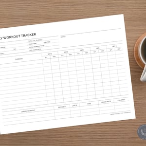 Printable Daily Workout Tracker Digital Download Fillable PDF, Tracking ...