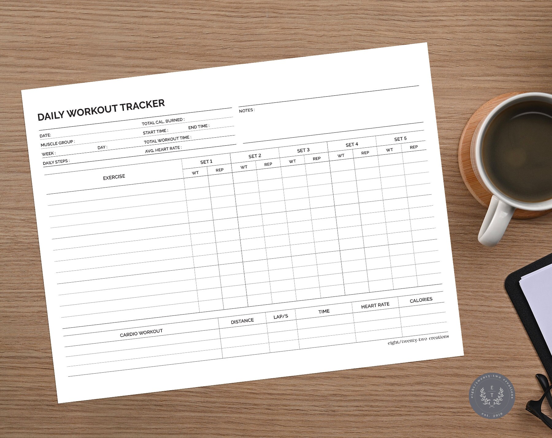 Printable Daily Workout Tracker Digital Download Fillable PDF, Tracking ...