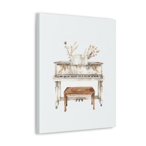 Watercolor Boho Piano Wall Art Canvas Print - Unique Wall Decor for ...