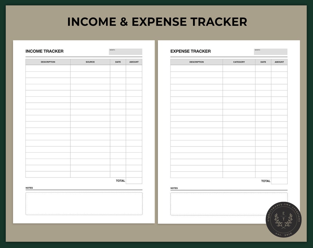Income and Expense Tracker, Printable, Financial Tracker, A Simple and ...