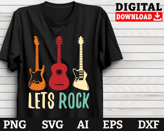 Guitar Svg Lets Rock Music Svg Electric Guitar Svg Cricut | Etsy
