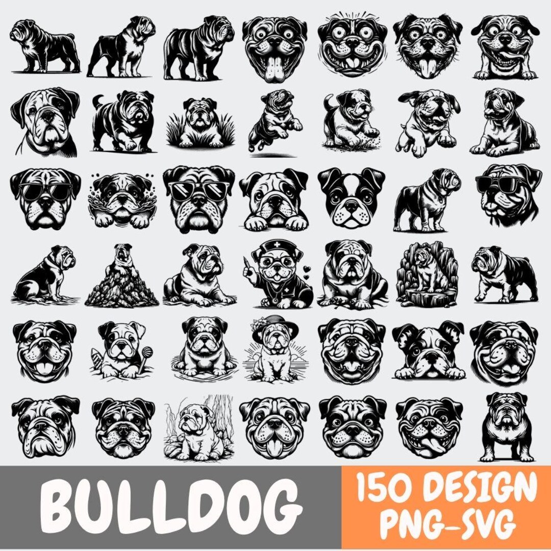 150 Bulldog Sublimation Designs PNG SVG Bundle – Cute Bulldog Clipart ...
