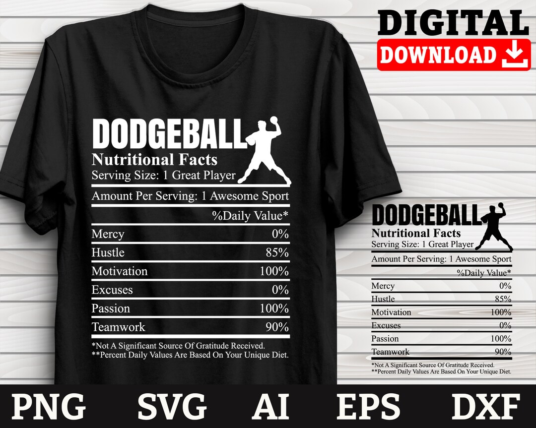 Dodgeball Svg, Nutritional Facts-dogball Funny Quotes Dxf Png Ai Dxf ...