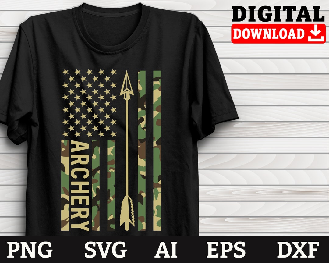 Archer Svg, Camouflage American Archery-cool Archer Design Png Dxf Svg ...