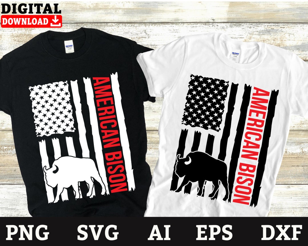 Bison Svg, Buffalo Svg, American Flag Bison-cool Bison Graphic Theme ...