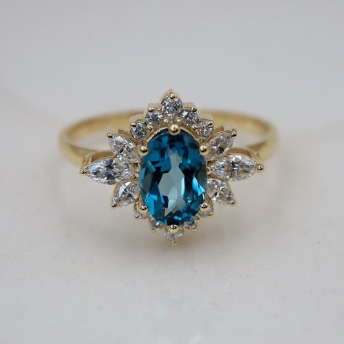Vintage Mystic Topaz Engagement Ring Unique 14k Solid Gold - Etsy