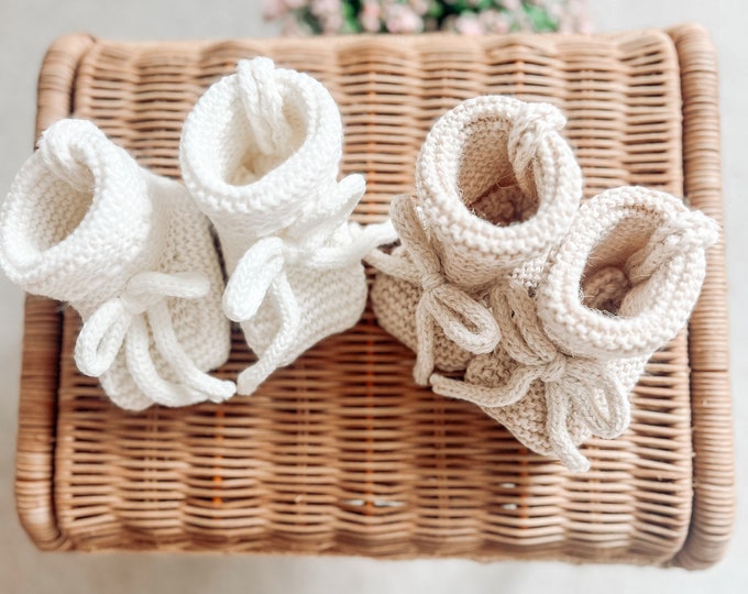 Newborn Baby Booties, Baby Booties, Neutral Baby Gift, Newborn Gift ...