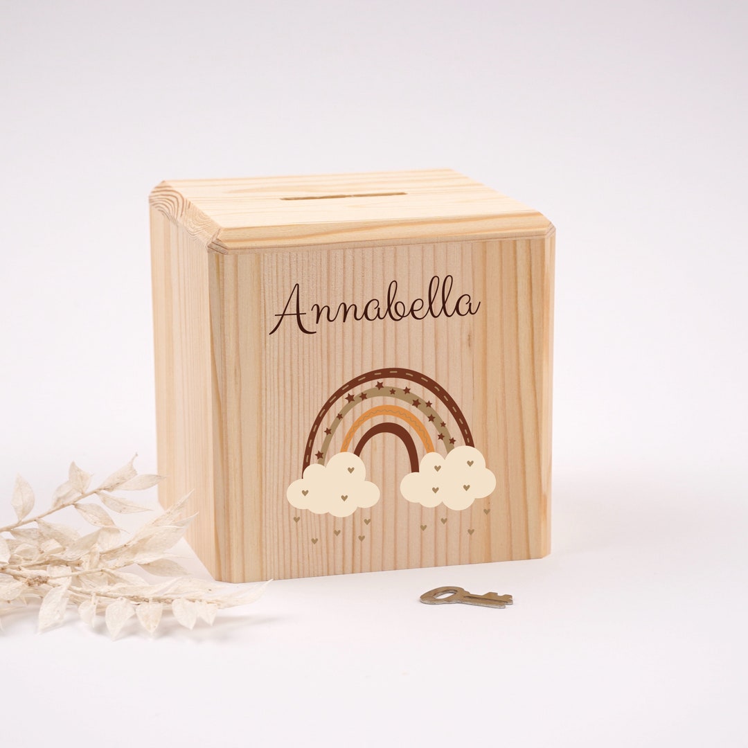 Spardose personalisiert , Spardose Kind, Spardose Holz, Spardose Mädchen, Spardose Taufe ...