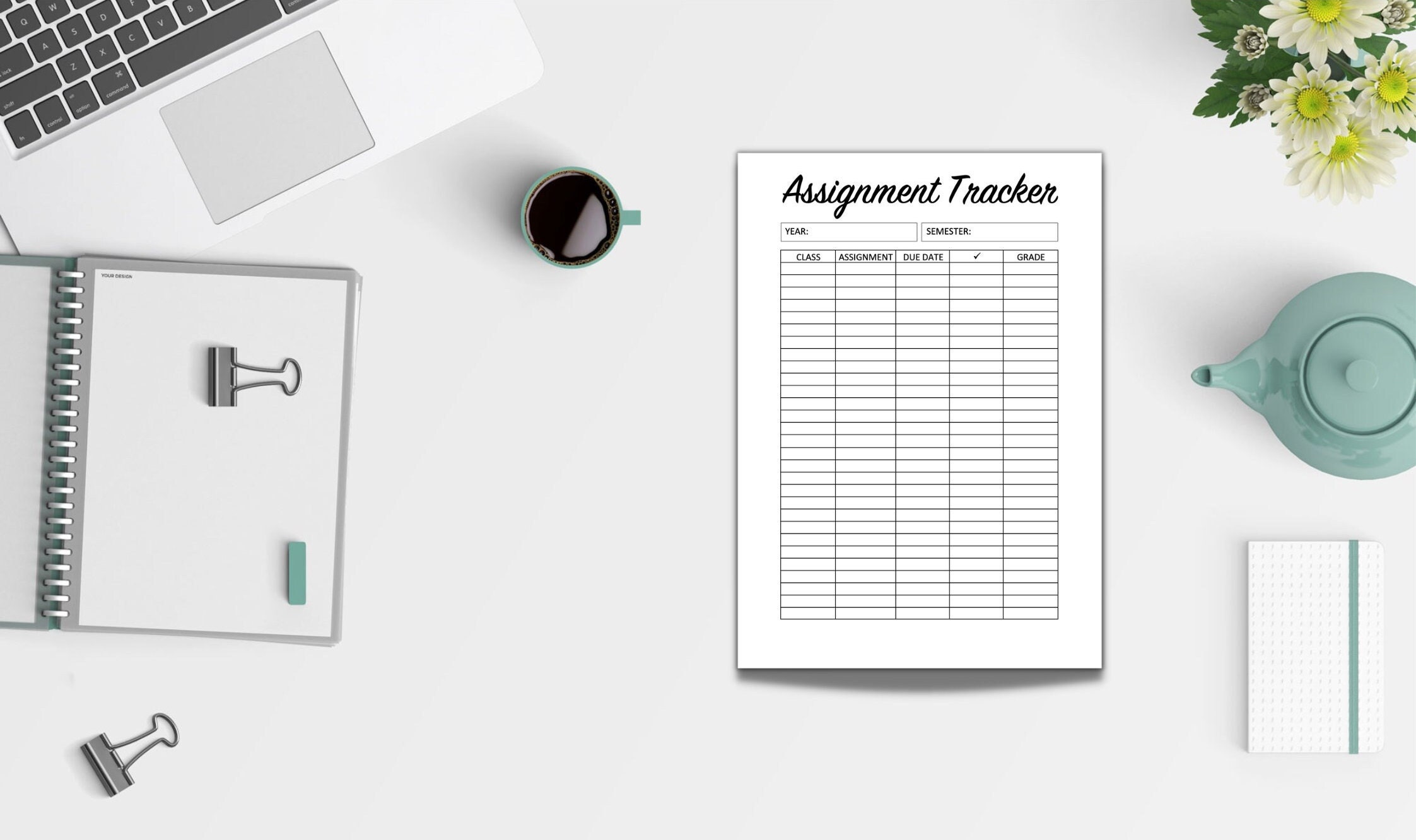 Assignment Tracker Printable Work Planner Downloadable Organiser School ...