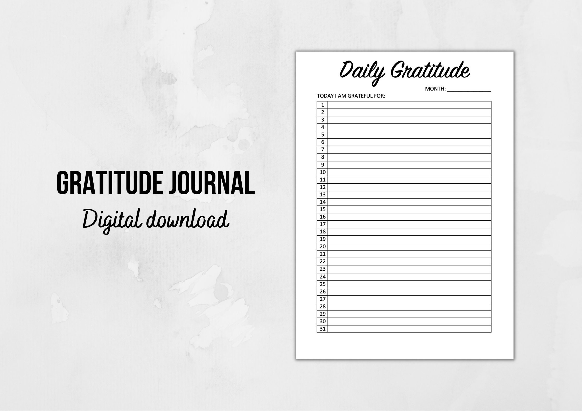 Daily Gratitude Journal Printable Downloadable Template Affirmations ...