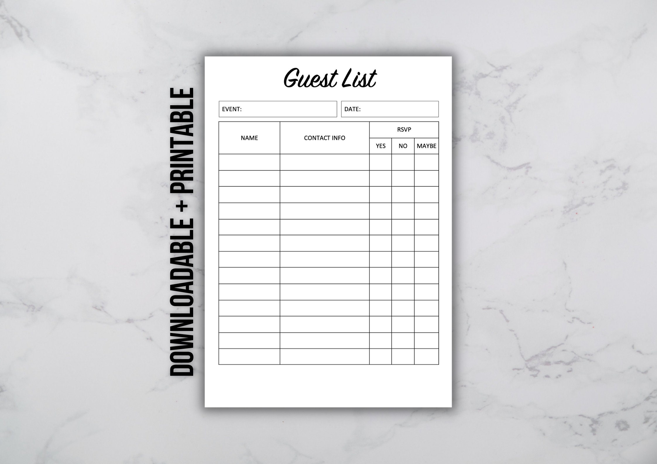 Guest List Planner Organiser Printable Downloadable - Etsy