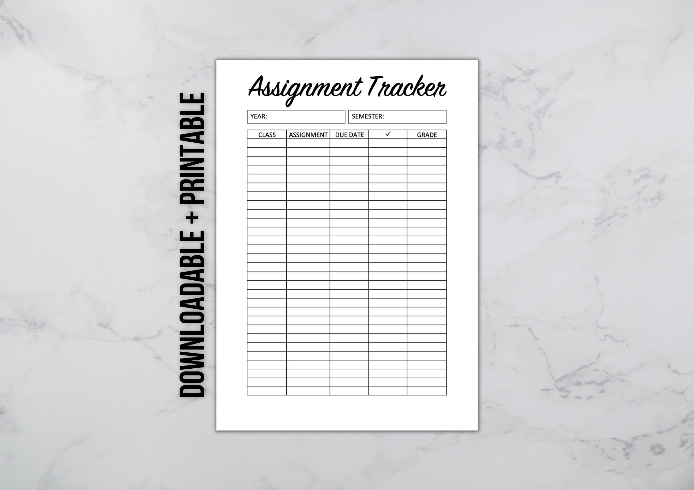 Assignment Tracker Printable Work Planner Downloadable | Etsy