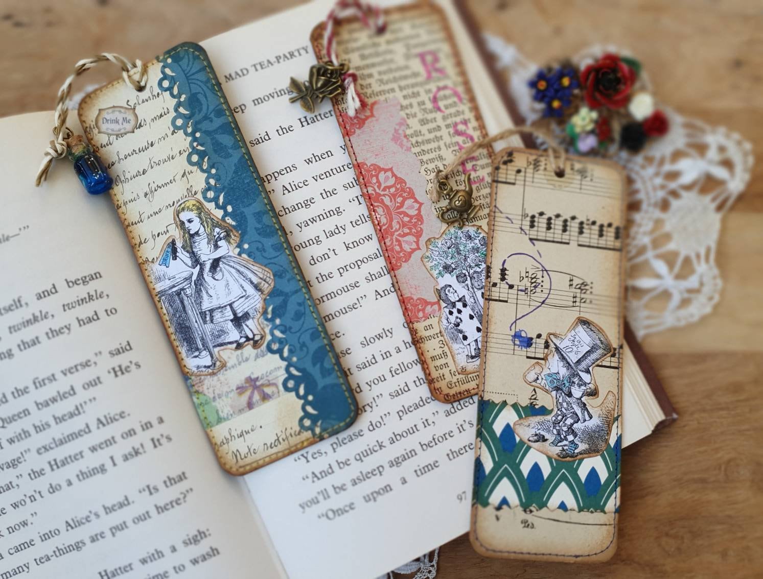 Alice in Wonderland Bookmark Handmade Out of Design Paper - Etsy