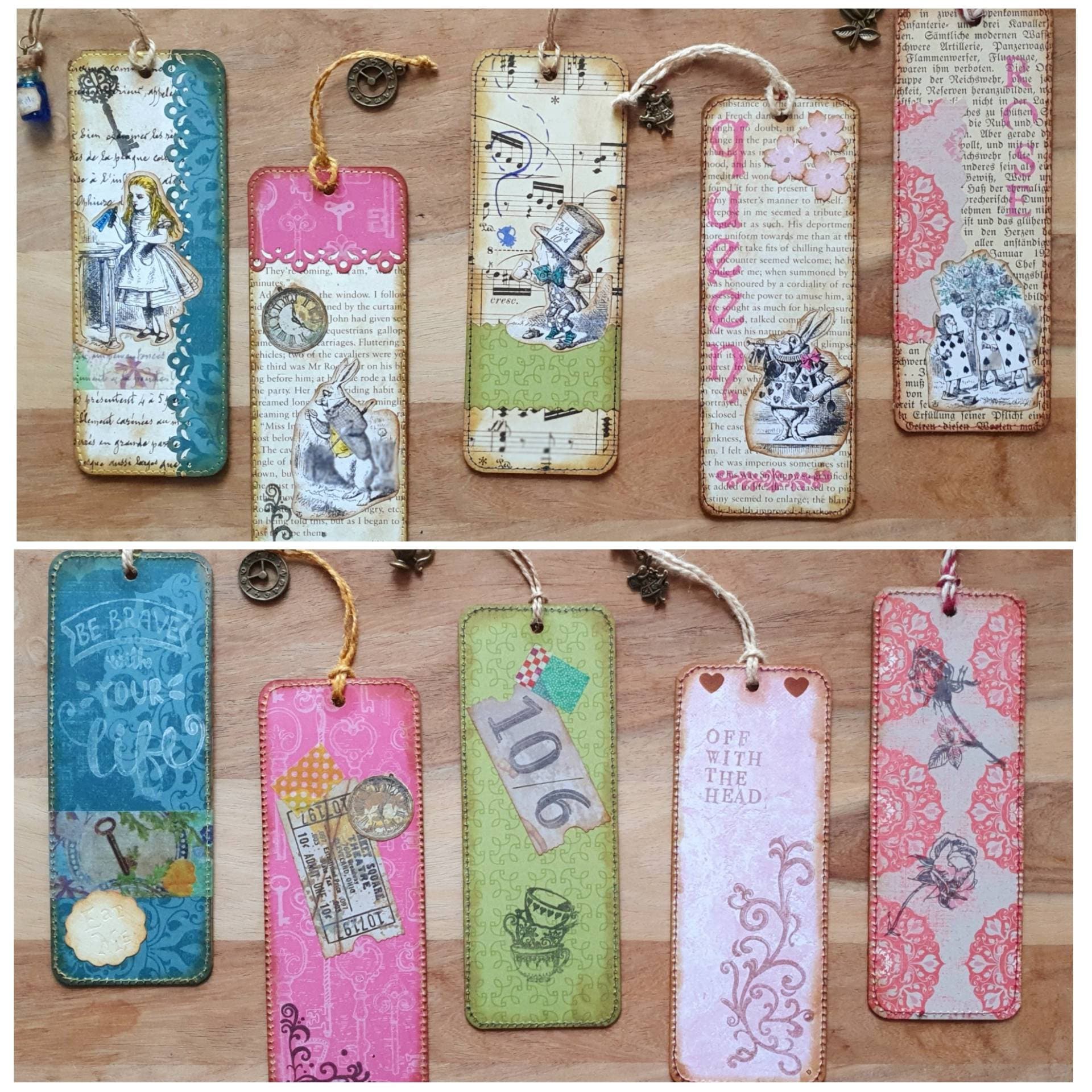 Alice in Wonderland Book Gift Set, With Handmade Book Sleeve, Bookmark ...