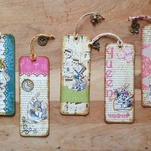 Alice in Wonderland Bookmark Handmade Out of Design Paper and Old Book ...