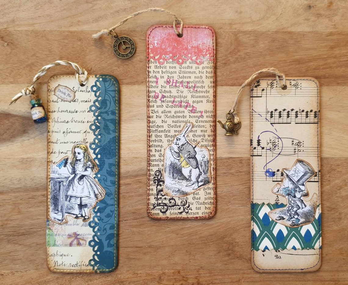 Alice in Wonderland Bookmark Handmade Out of Design Paper - Etsy