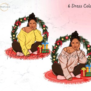 Christmas Girl PNG Clipart, Christmas Fashion Girl, Black Woman Clipart ...