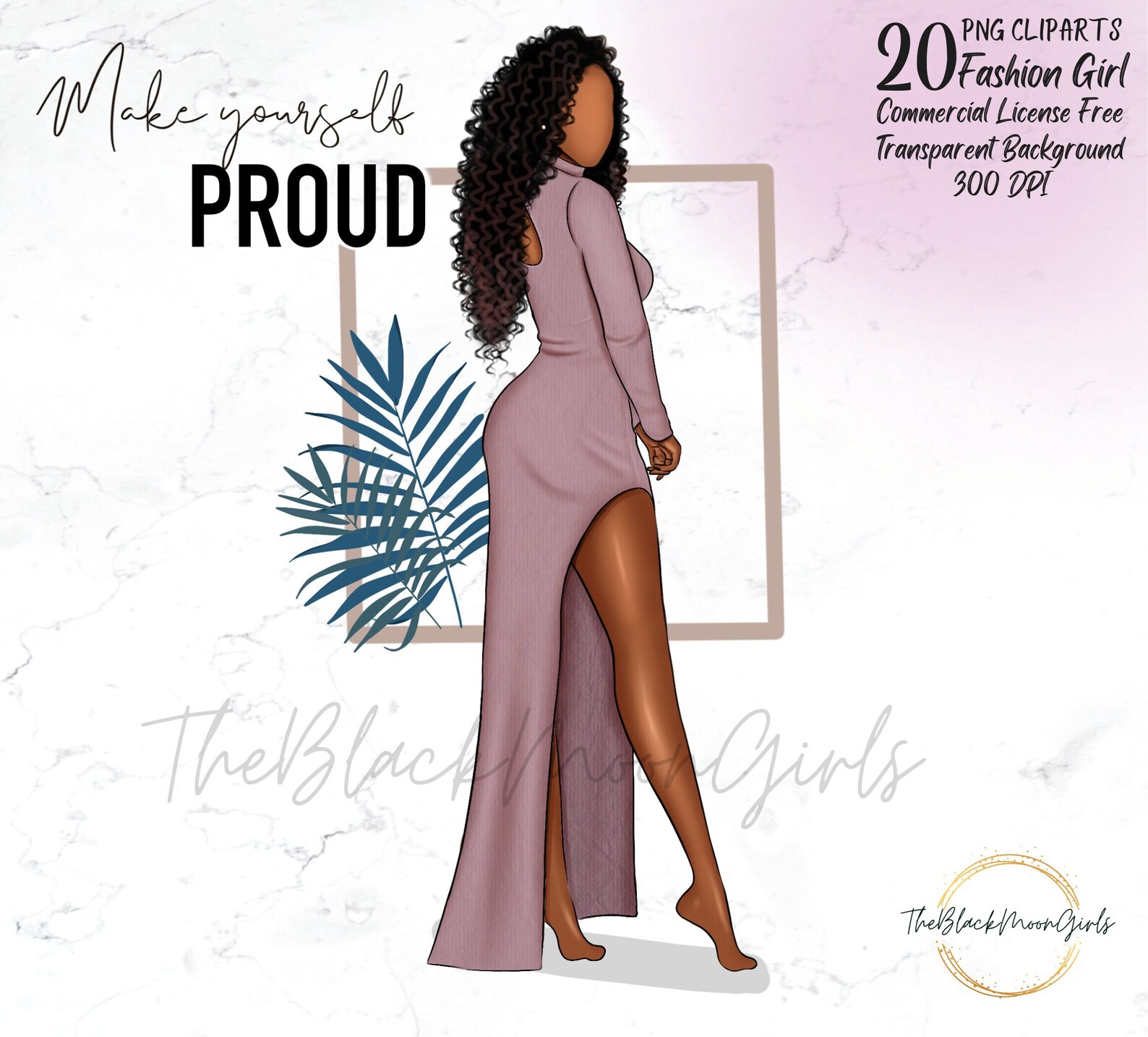 Fashion Girl Clipart, African American Girl in Party Outfit Clipart ...