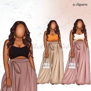 African American Girl in Party Outfit Clipart, Fashion Girl Clipart ...