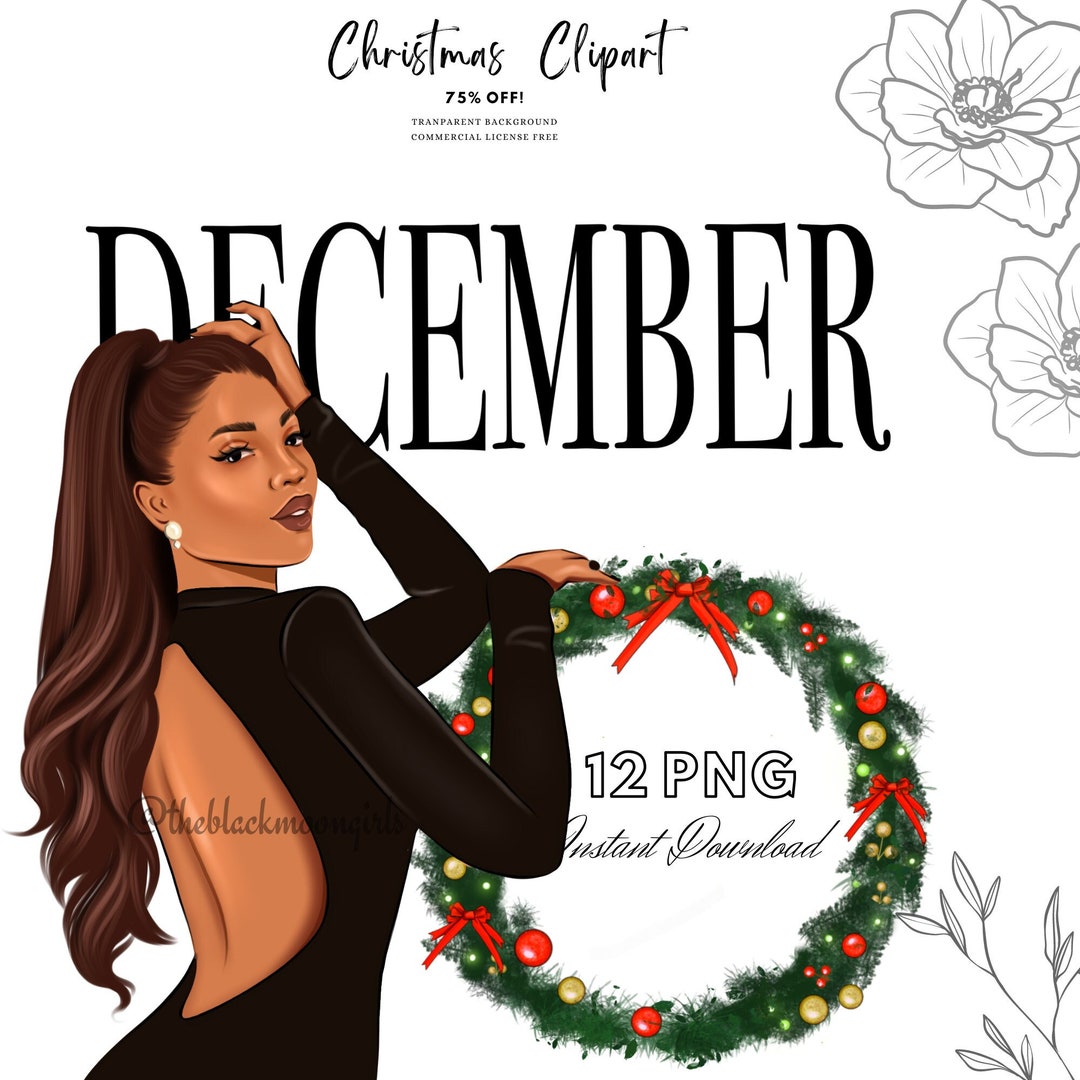 Cute Christmas Black Girl,christmas Fashion Girl,melanin Christmas ...