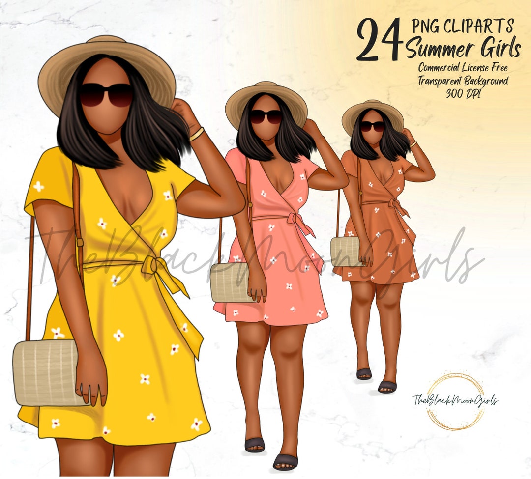 Black Summer Girl Clipart, Summer Girl Clipart, African American Girl ...