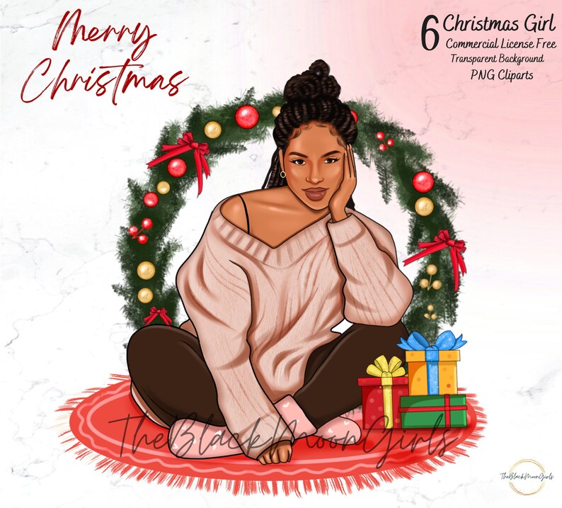 Christmas Girl PNG Clipart Christmas Fashion Girl Black - Etsy