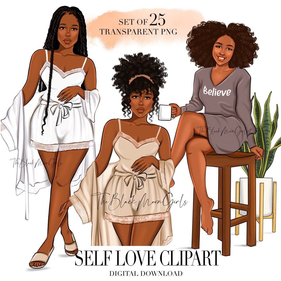 Black Girl Clipart, Self Love Clipart Bundle, Black Woman Clipart ...