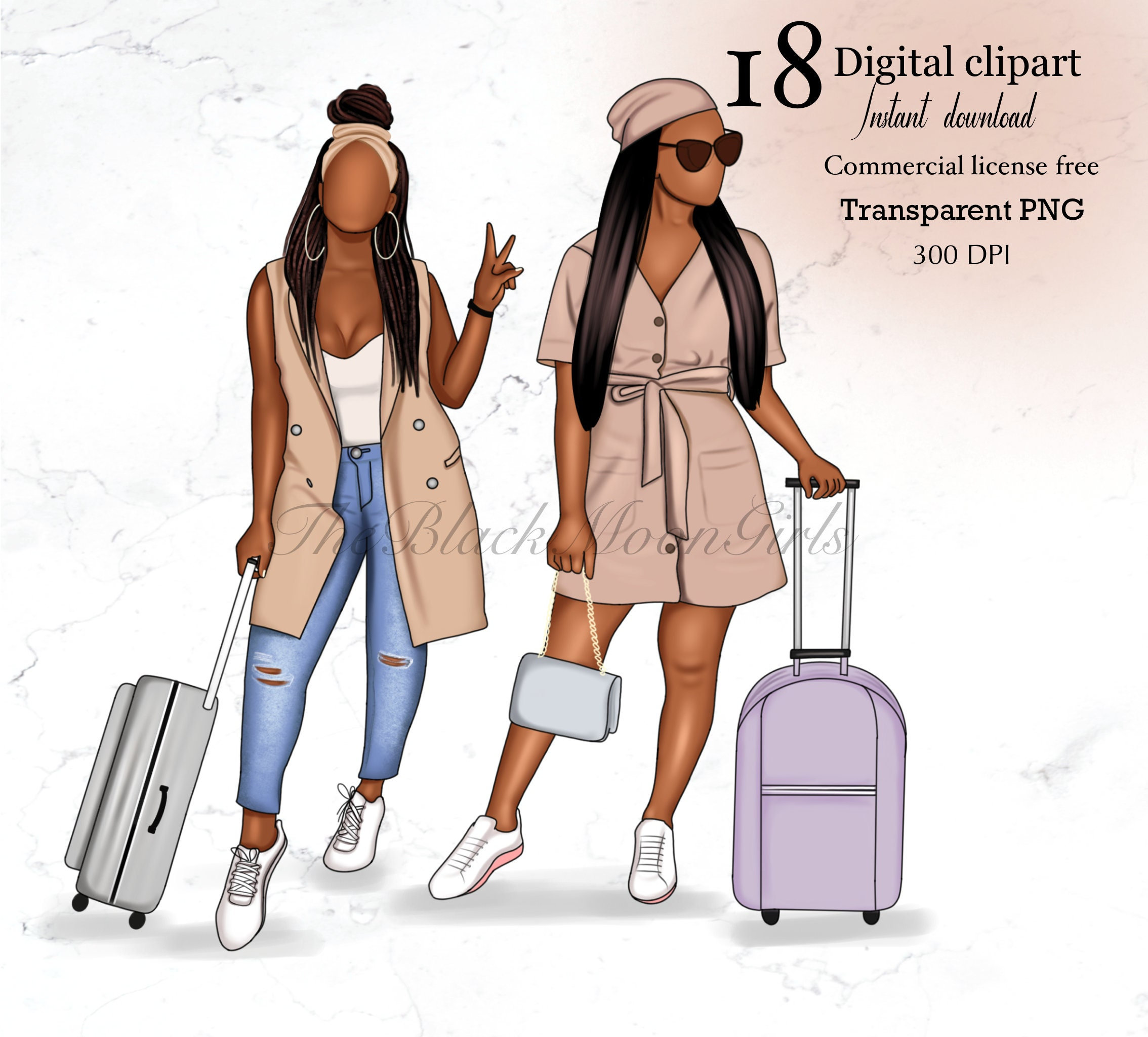 Travel Girl Clipart Summer Girl Clipart Girl on Vacation - Etsy
