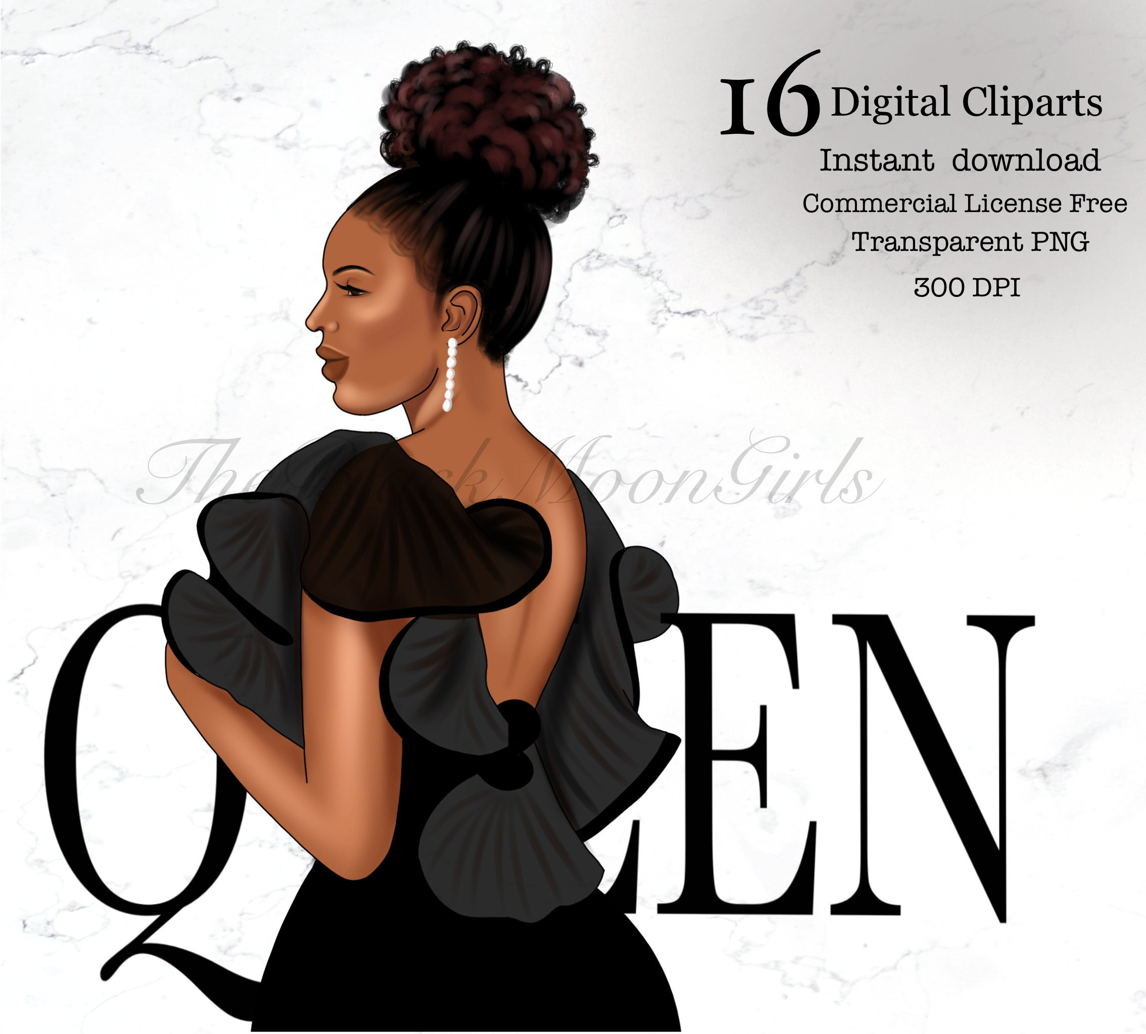 Card Making & Stationery Fashion illustration Black Woman art African ...