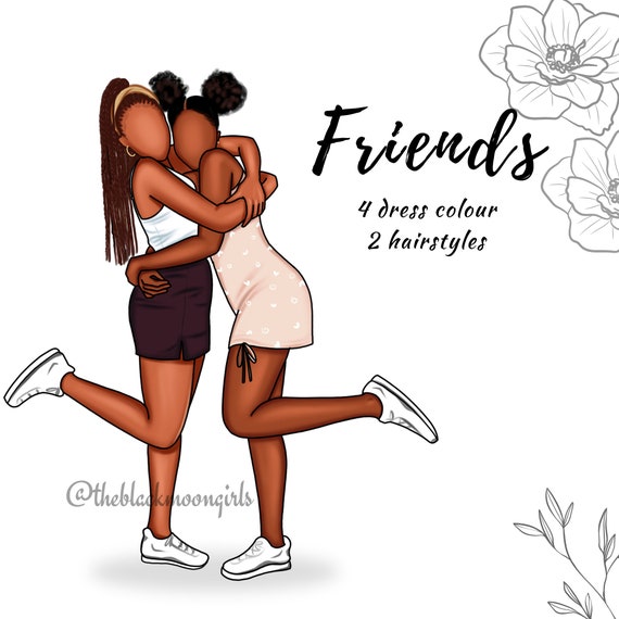 Two Best Girl Friends Clipart