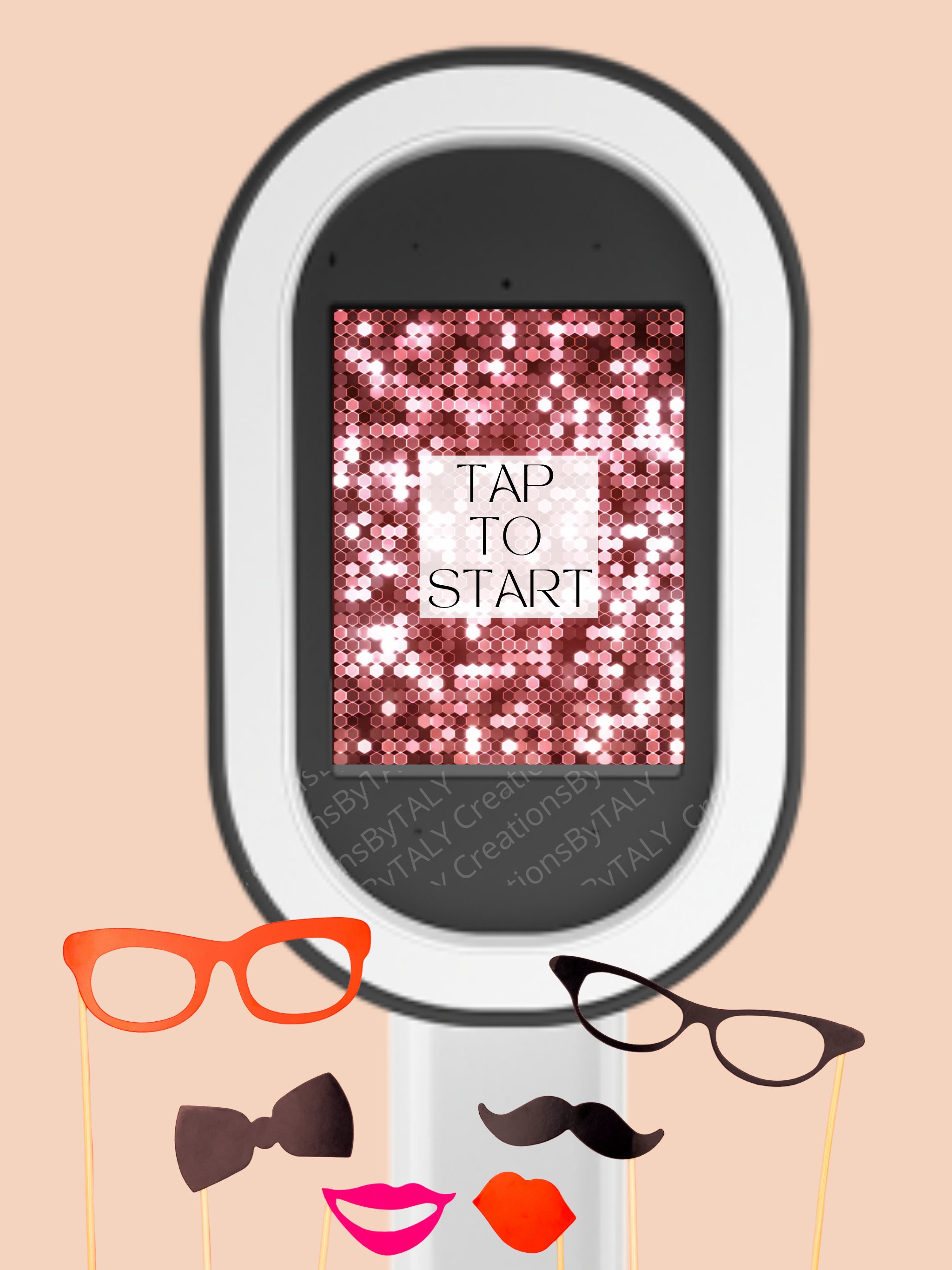 Quinceañera Salsa Booth Tap to Start Screen Rose Gold Tap to Start ...