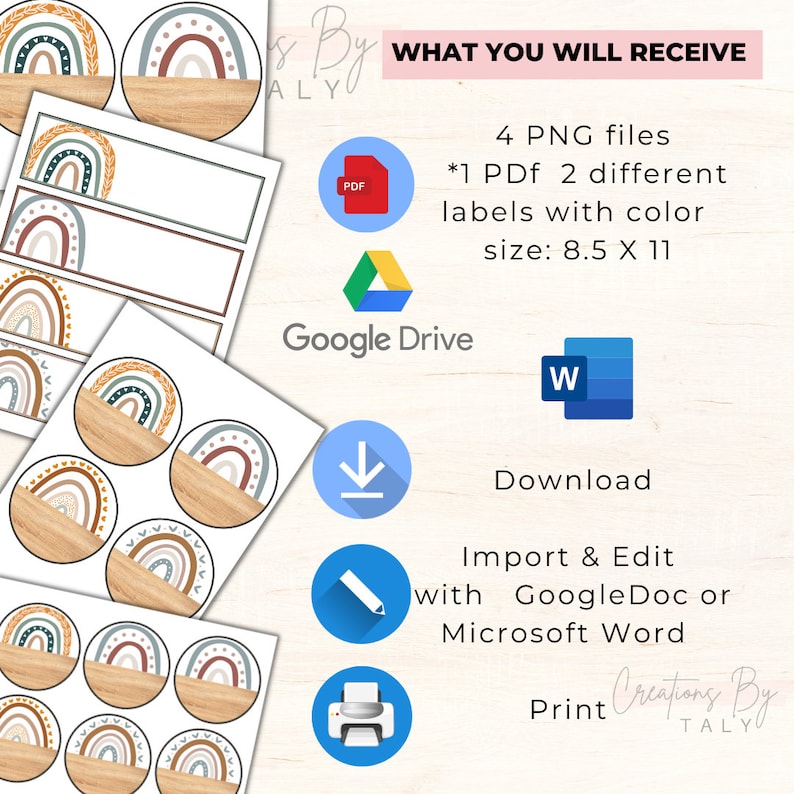 Boho Rainbow Classroom Labels, Student Locker Name Tags BOHO Color Name ...