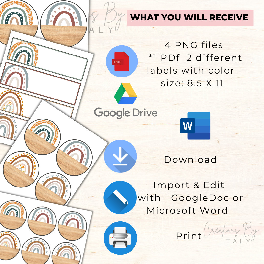 Boho Rainbow Classroom Labels, Student Locker Name Tags BOHO Color Name ...