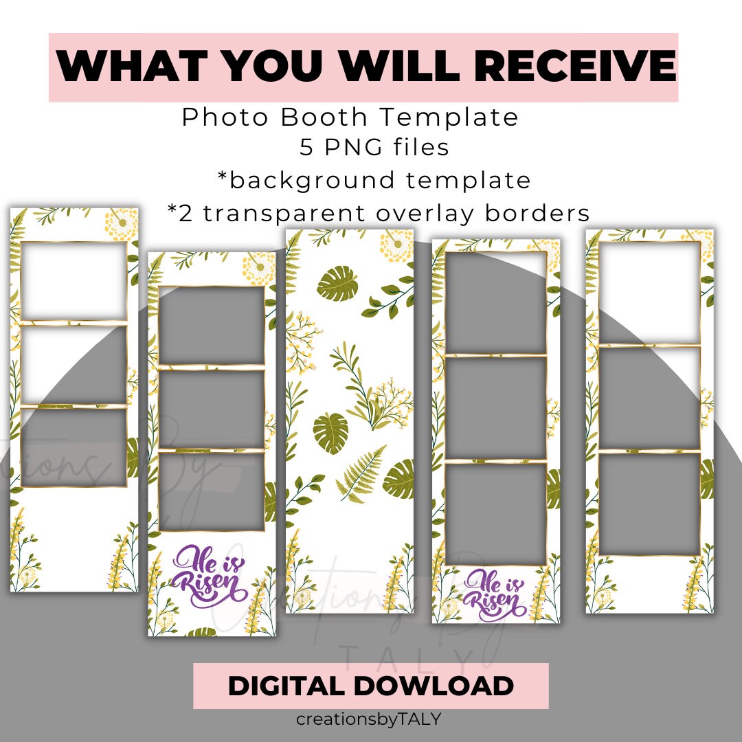 Photo Booth Template Easter He is Risen, Happy Easter Photo Booth, 3 ...