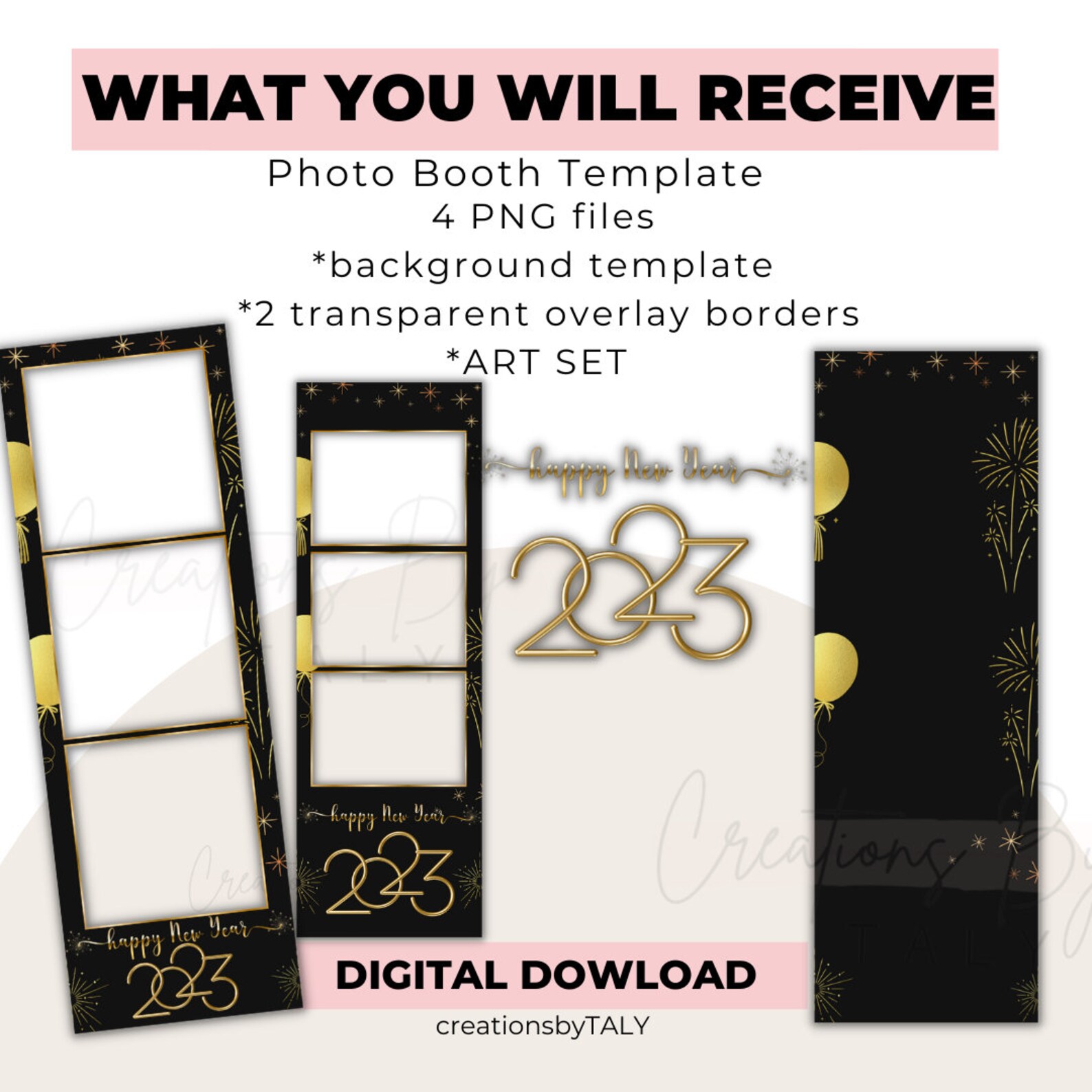 New Year Photo Booth Template, Salsa Booth Holiday Photo Booth Template ...