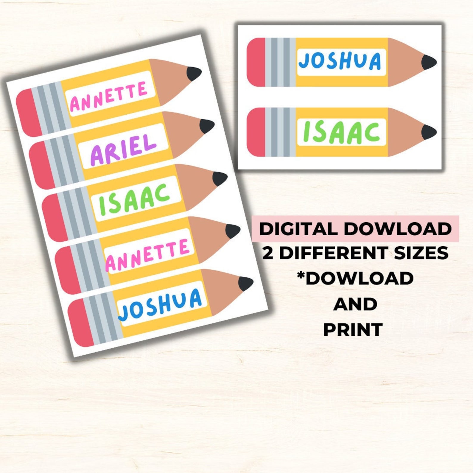 Locker Name Tags Pencil Name Tags Classroom Tags, Printable Labels ...