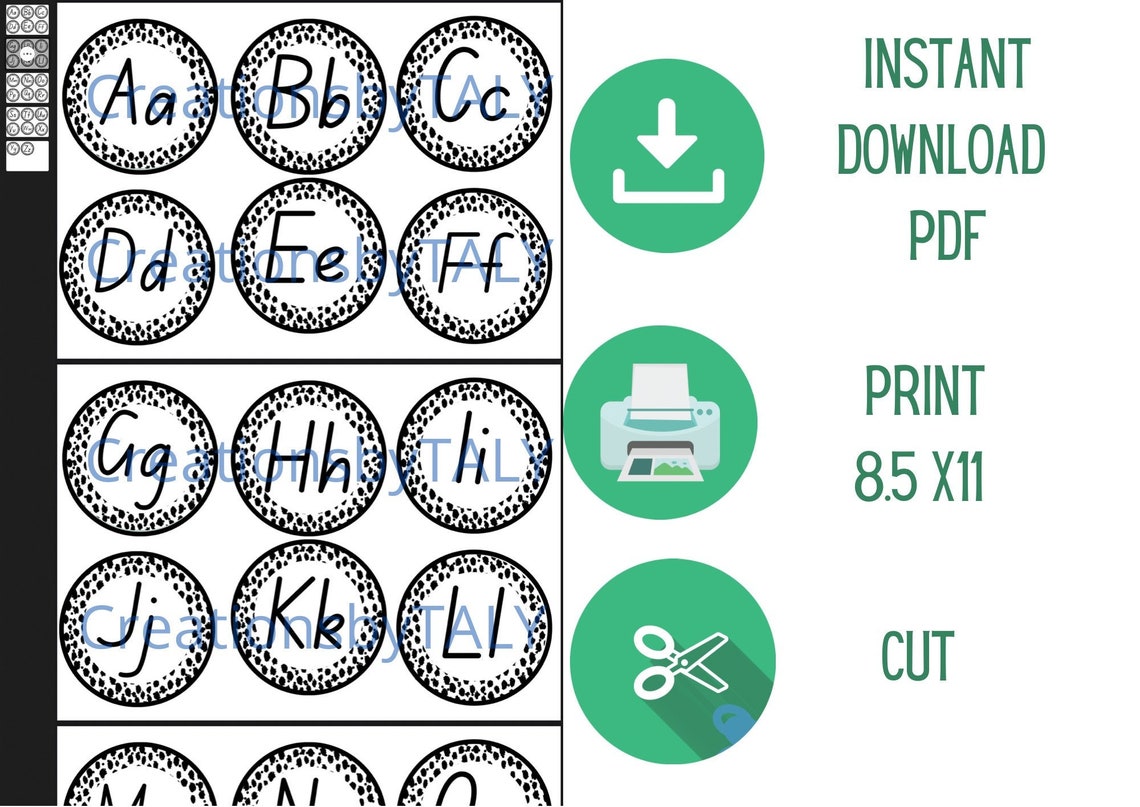 Printable Alphabet, Word Wall Alphabet, Black and White Printable ...