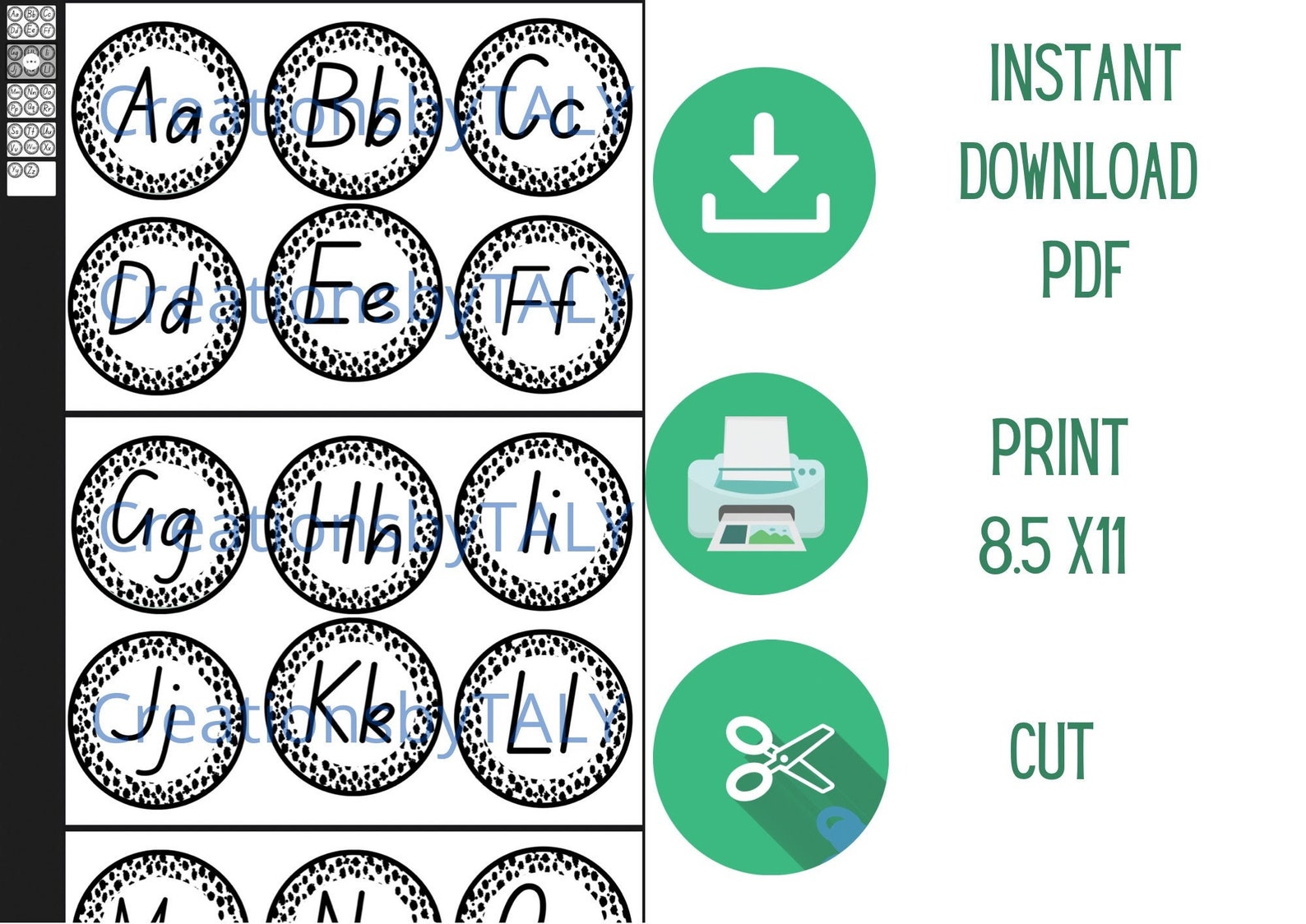 Printable Alphabet, Word Wall Alphabet, Black and White Printable ...