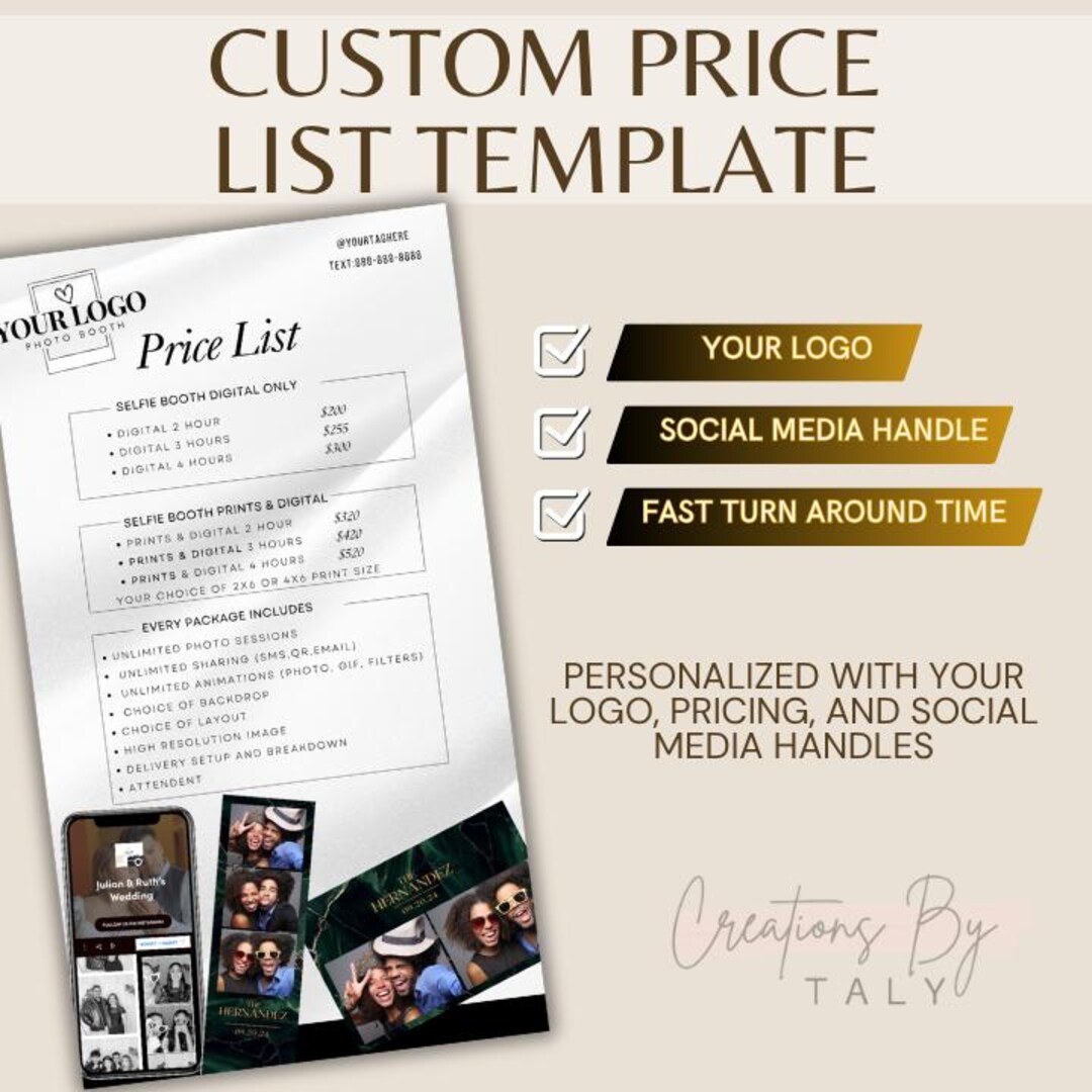 Custom Price List Template | Editable Price Menu for Small Business ...