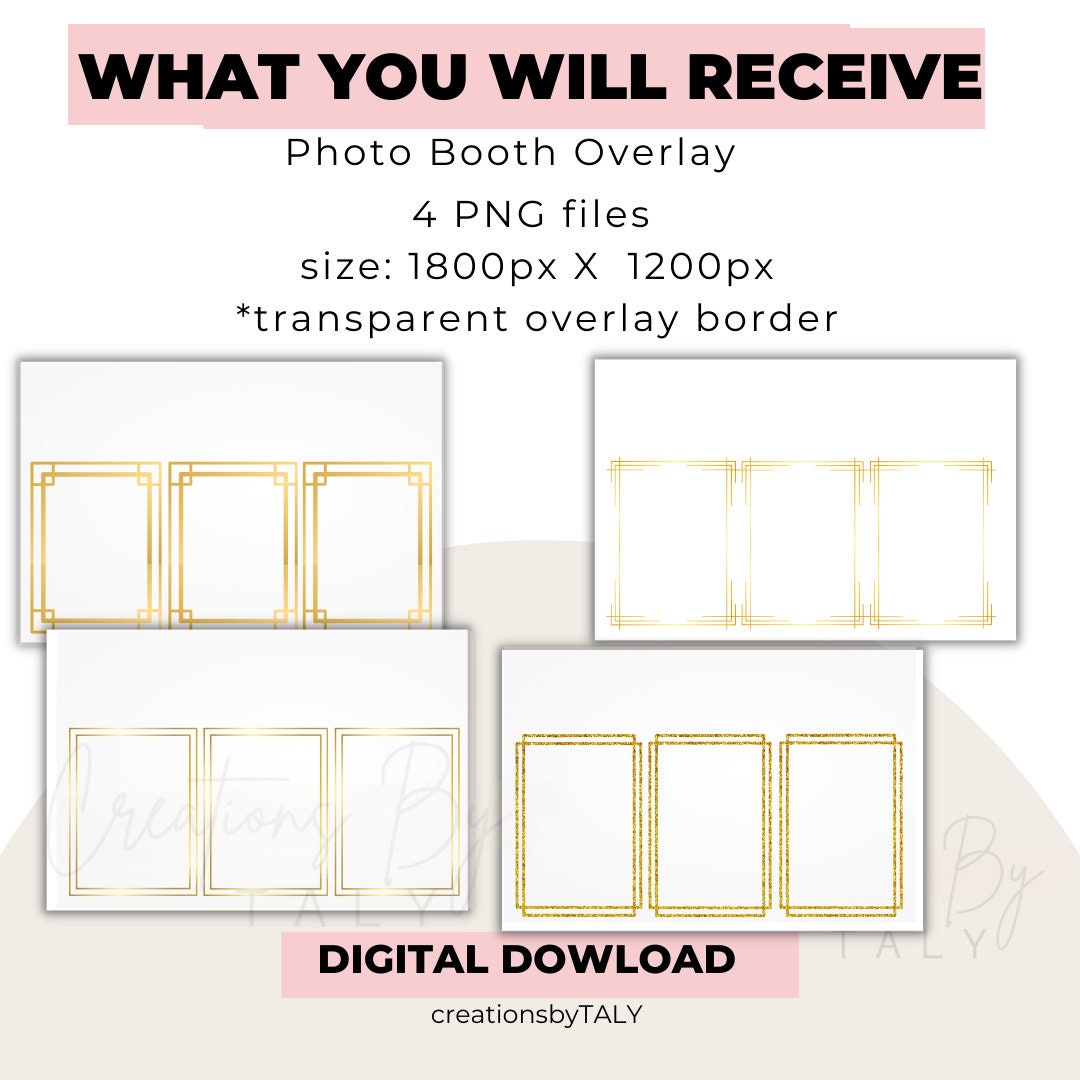 Salsa Photo Booth Overlay 4 Package Gold Overlay Frames, Salsa Booth ...